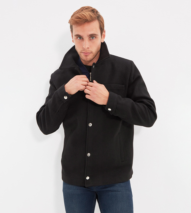 Buy Trendyol Regular Fit Basic Jacket In Black | 6thStreet Qatar