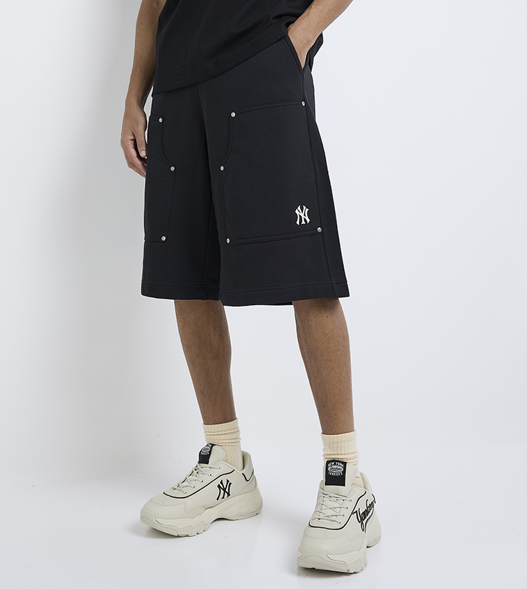 Buy MLB Logo Embroidered Button Closure Shorts In Black | 6thStreet UAE