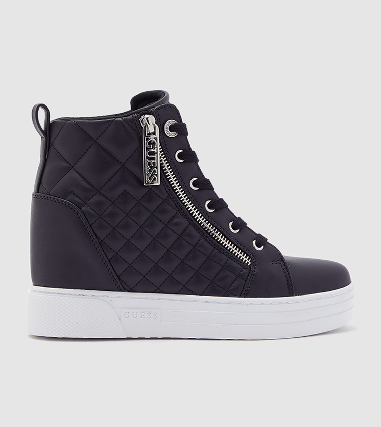 Buy Guess Mid Top Sneakers Black In Black | 6thStreet Kuwait