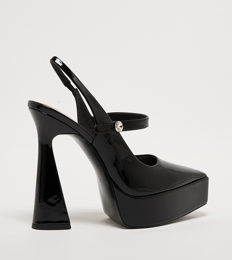 Buy Charles & Keith Patent Crystal Accent Platform Mary Janes Pumps In ...