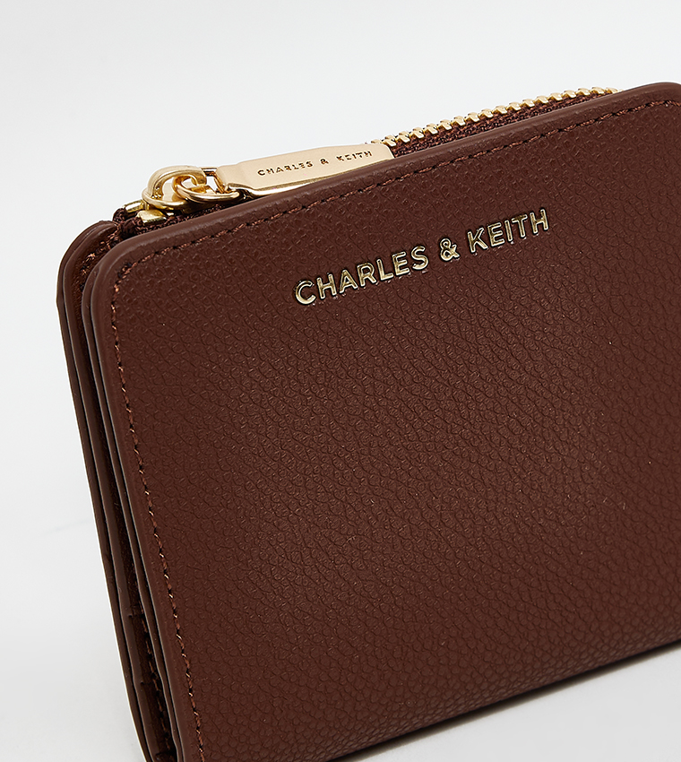 Buy Charles & Keith KEELY Textured Mini Bi Fold Wallet In Brown ...