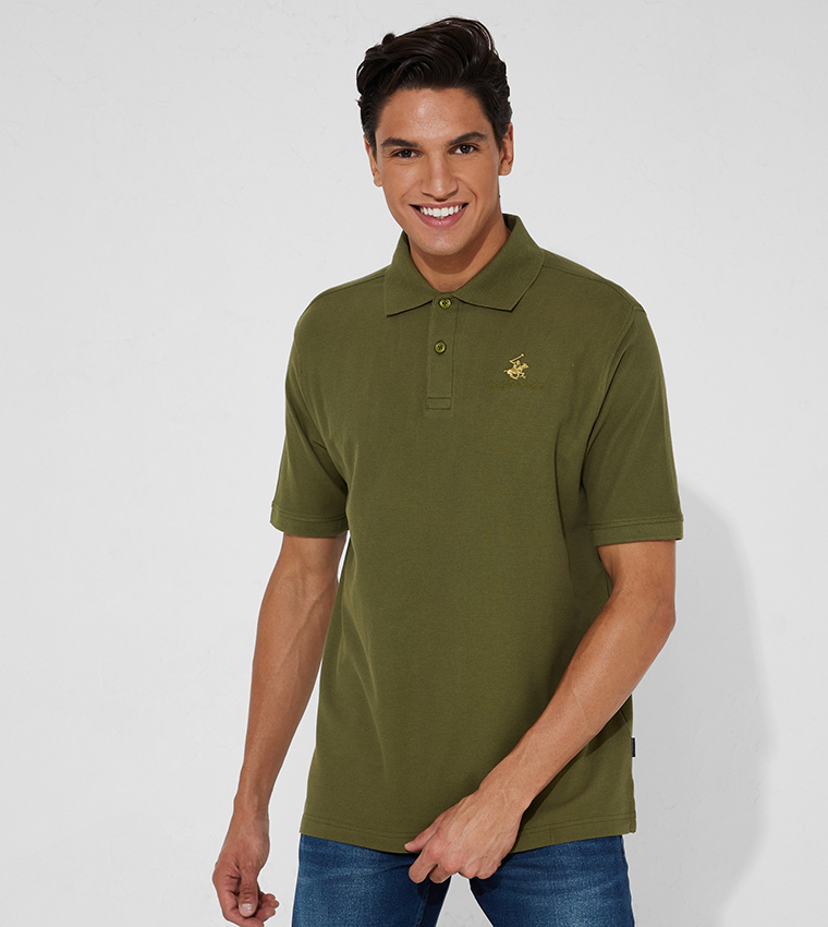 Buy Beverly Hills Polo Club Core Plaited Collar & Cuff Polo T Shirt In ...