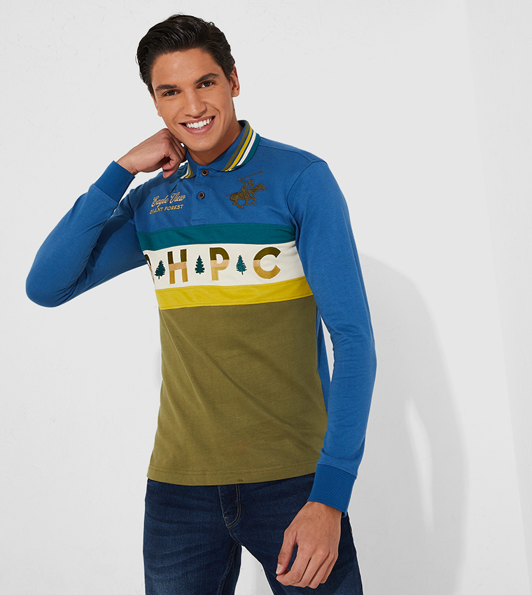 Buy Beverly Hills Polo Club Basic Long Sleeves Polo T Shirt In Blue ...