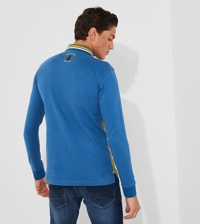 Buy Beverly Hills Polo Club Basic Long Sleeves Polo T Shirt In Blue ...