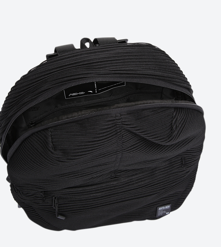 Buy Anta Top Zip Closure Double Shoulder Strap Backpack Black In Black ...