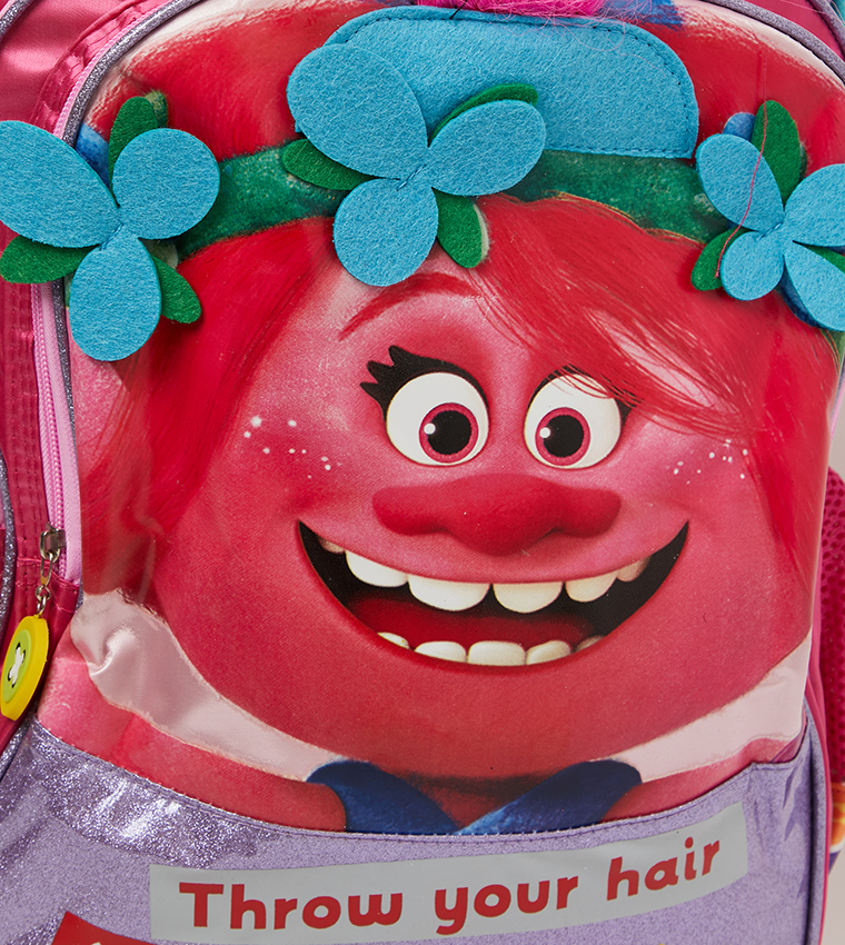 Buy Universal Trolls With Fake Hair Trolley Backpack In Pink ...