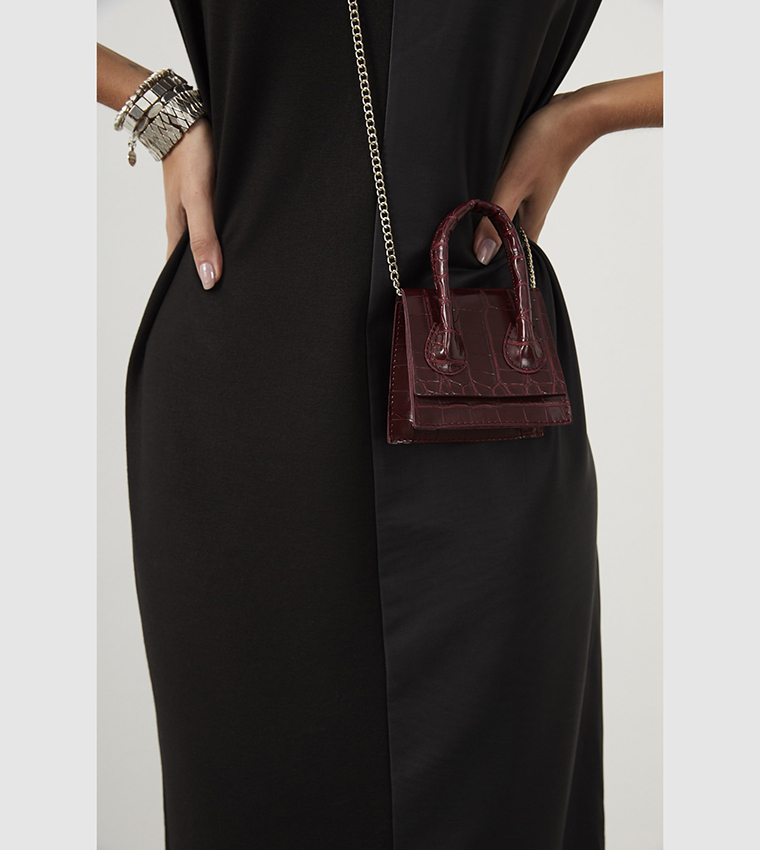 Buy Cool & Sexy Chain Strap Micro Bag In Burgundy | 6thStreet Qatar