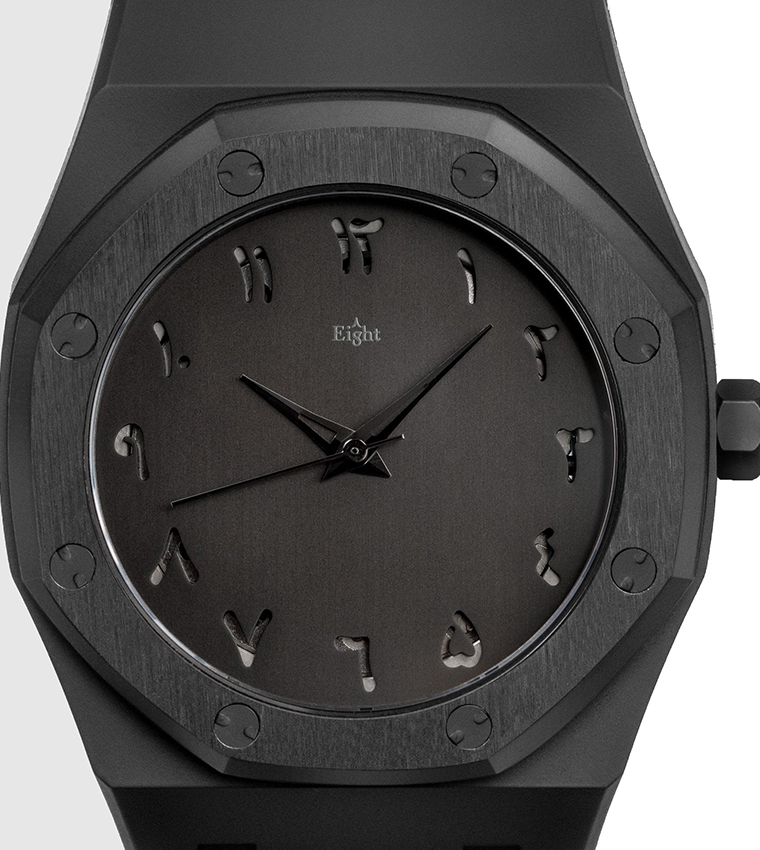 Buy Eight Kuwait Arabic Skull Polycarbon Black Analogue Watch In Black ...