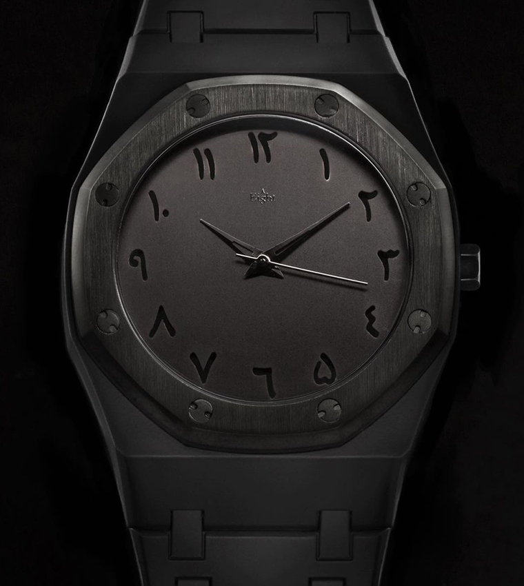 Buy Eight Kuwait Arabic Skull Polycarbon Black Analogue Watch In Black ...