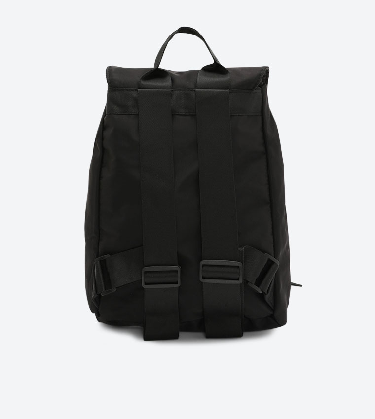 Buy Ardene Outer Pocket Details Flap Closure Backpack Black In Black ...