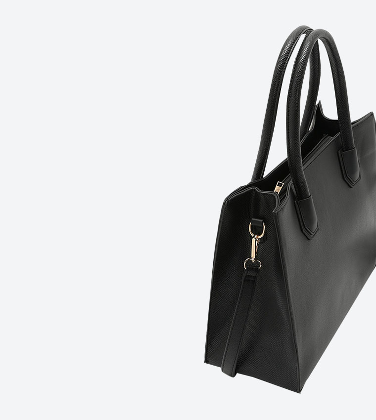 Buy Ardene Removable Strap Top Handle Tote Bag Black In Black ...