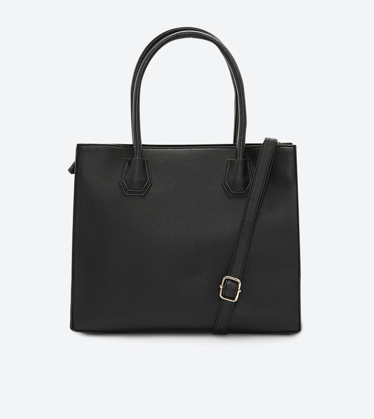 Buy Ardene Removable Strap Top Handle Tote Bag Black In Black ...