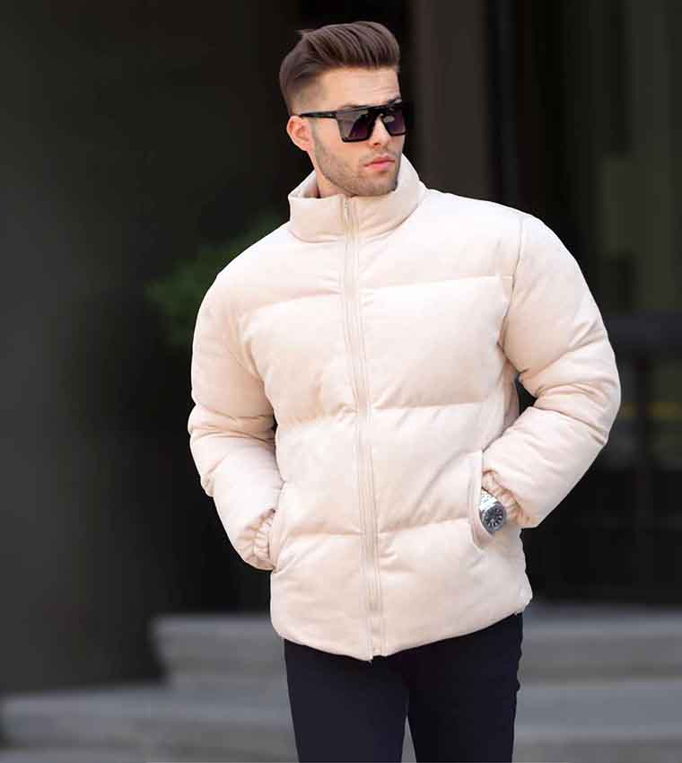 Buy Madmext Quilted Long Sleeves Down Jacket In Beige | 6thStreet Saudi ...