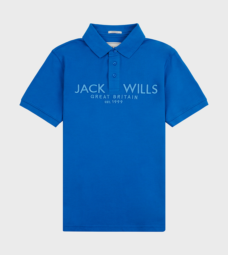 Buy Jack Wills Logo Embroidered Short Sleeves Polo T Shirt In Blue ...