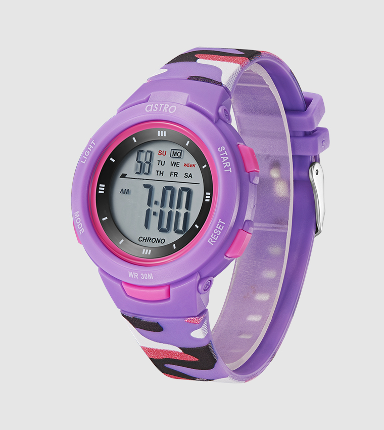 Buy Astro Camo Printed Strap Digital Watch In Purple | 6thStreet Qatar