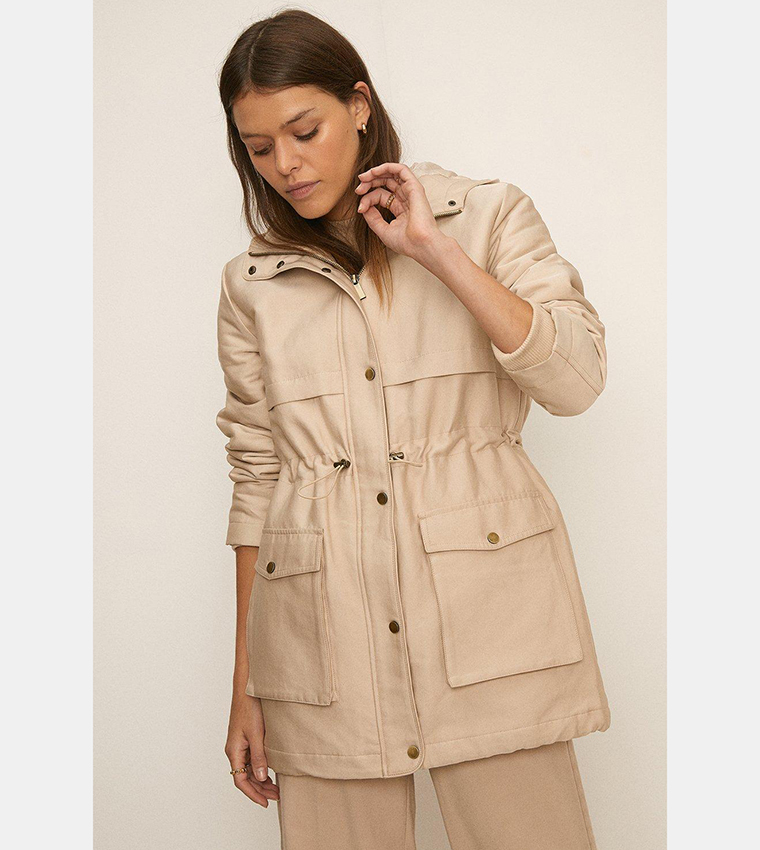 Buy Oasis Quilted Winter Parka Jacket In Beige | 6thStreet Kuwait