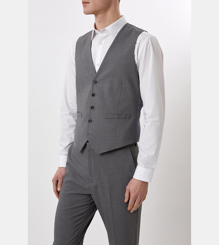 Buy Burton Slim Fit Light Grey Waistcoat In Grey | 6thStreet Qatar