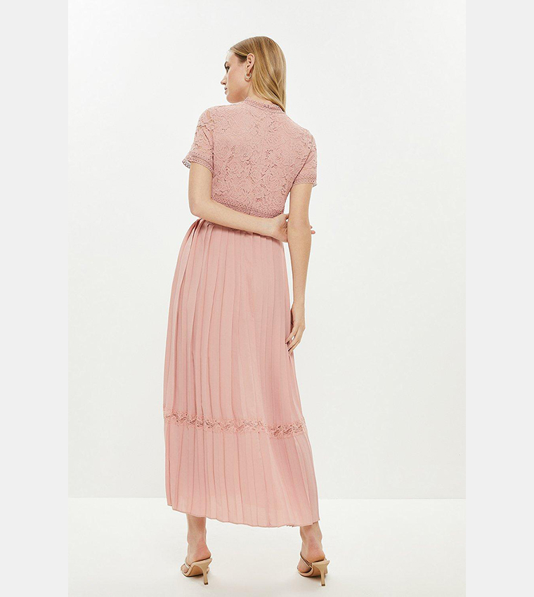 Buy Coast Lace Bodice Pleat Skirt Maxi Dress In Blush | 6thStreet UAE