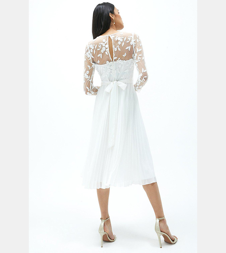 Buy Coast Embroidered Long Sleeves Dress In Ivory | 6thStreet Kuwait