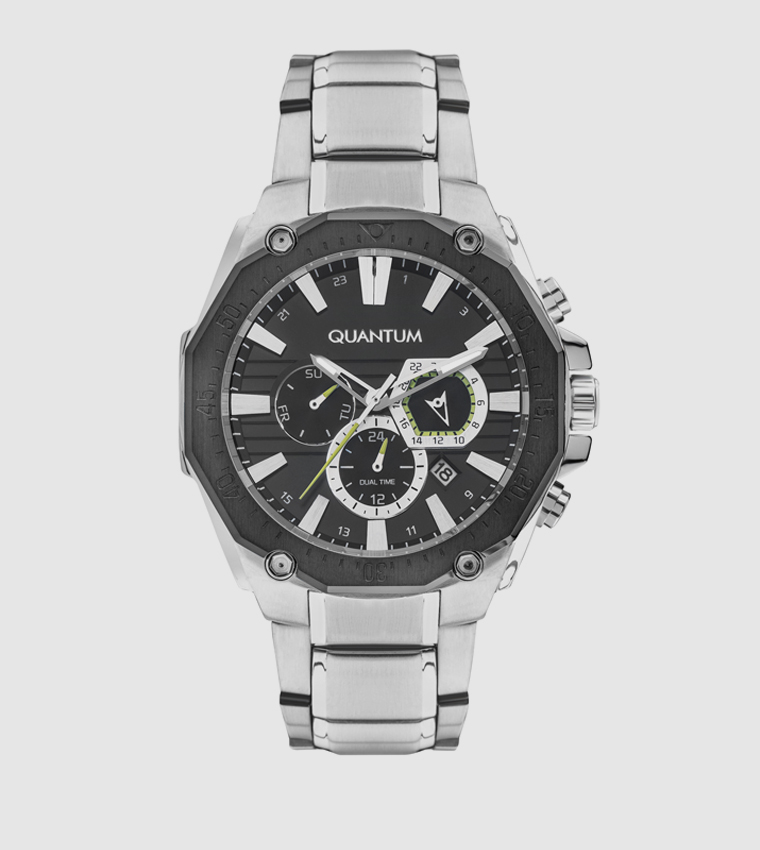 Buy Quantum Black Dial Analog Watch In Silver | 6thStreet Qatar