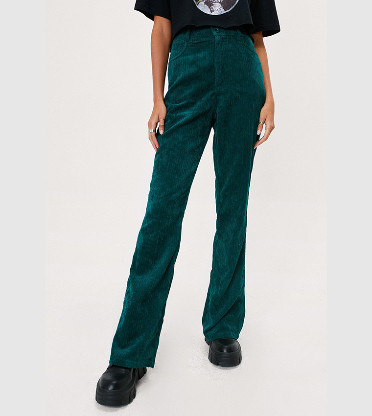 Buy Nasty Gal Premium Cord Flared Trousers In Teal | 6thStreet UAE