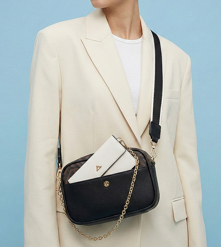 Buy Aldo KAEAJAR Monogram Patterned Crossbody Bag In Brown | 6thstreet UAE