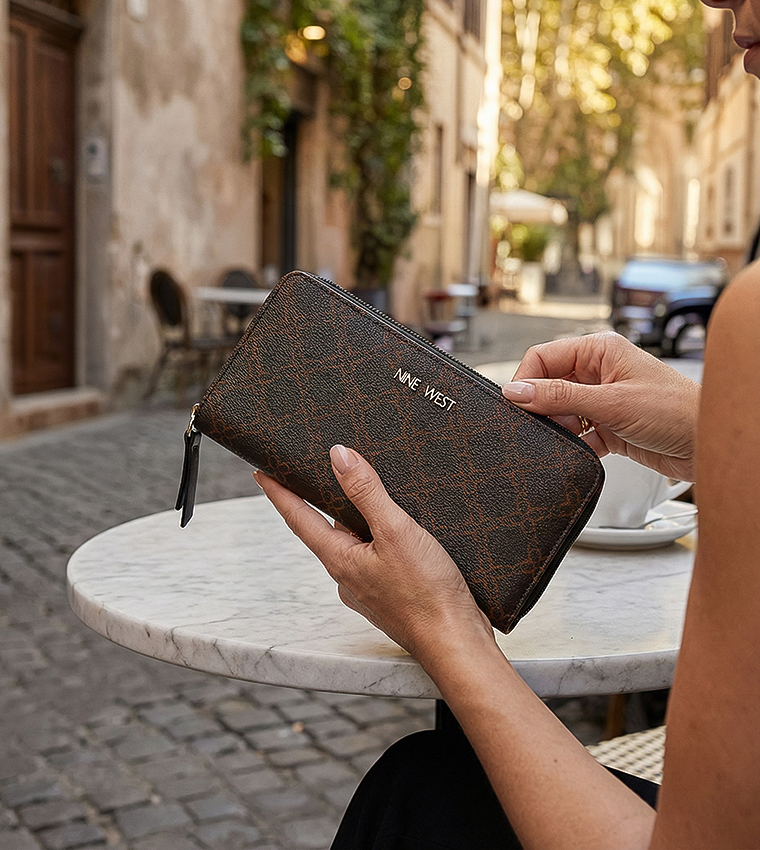 Buy Nine West NORAH Monogram Patterned Wallet In Brown | 6thStreet UAE