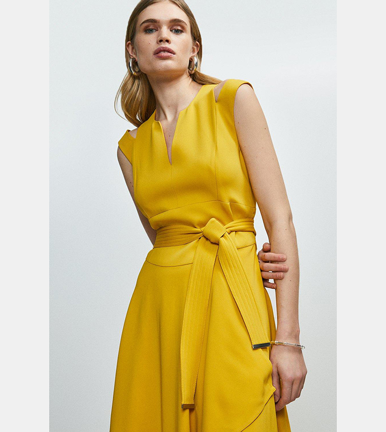 Buy Karen Millen Compact Stretch Viscose Waterfall Midaxi Dress In ...