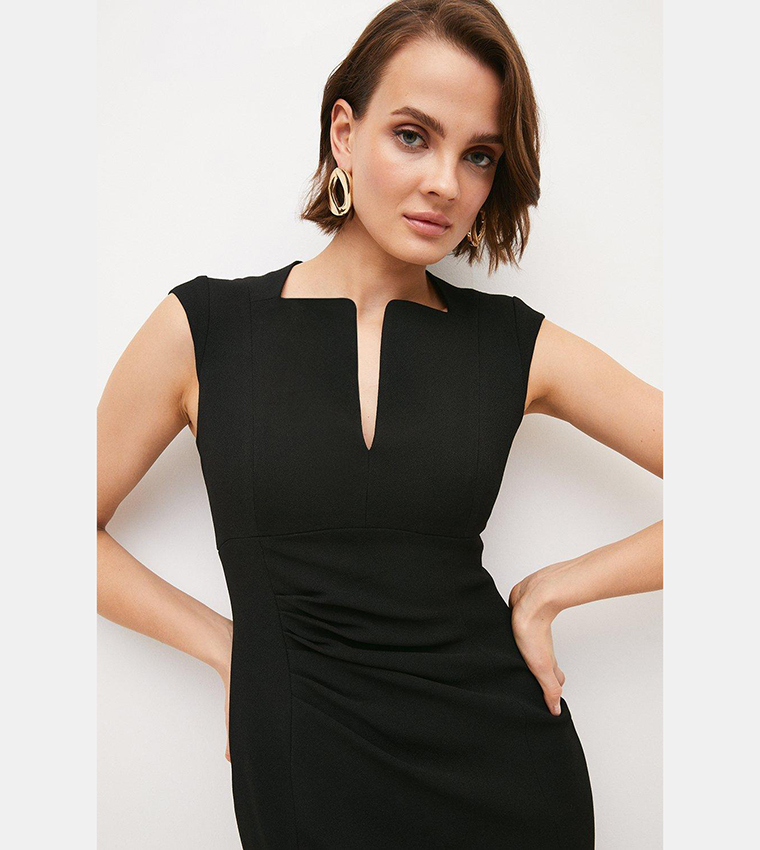 Buy Karen Millen Structured Crepe Envelope Neck Pencil Midi Dress In ...