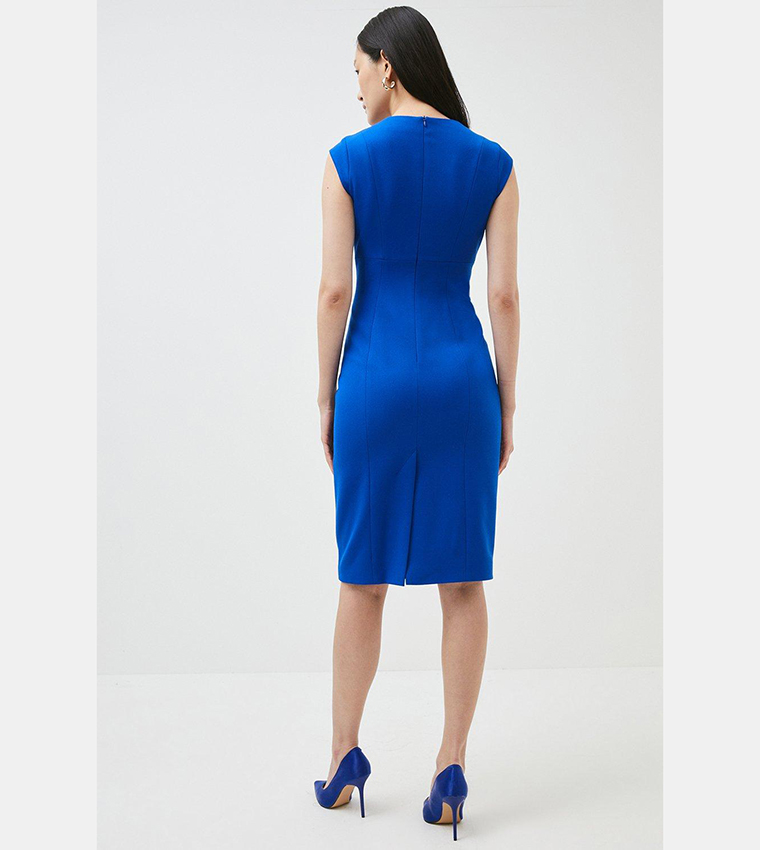 Buy Karen Millen Structured Crepe Envelope Neck Pencil Midi Dress In ...