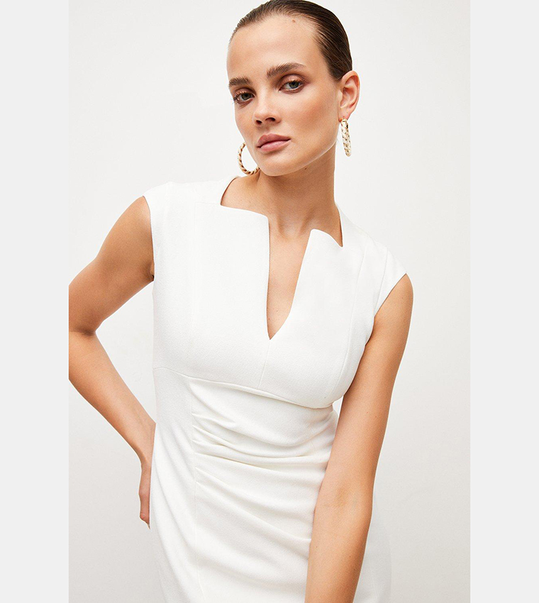 Buy Karen Millen Structured Crepe Envelope Neck Pencil Midi Dress In ...