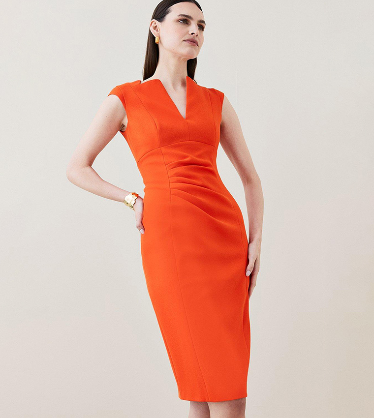 Buy Karen Millen Structured Crepe Envelope Neck Pencil Midi Dress In ...