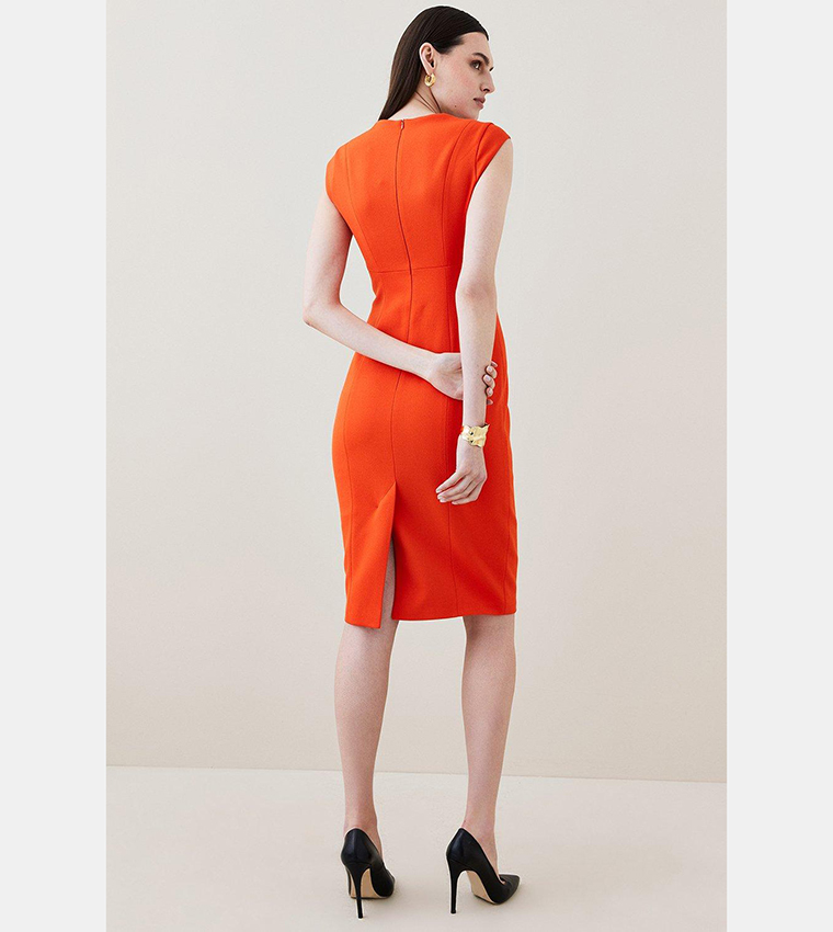 Buy Karen Millen Structured Crepe Envelope Neck Pencil Midi Dress In ...