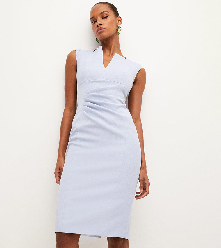 Buy Karen Millen Structured Crepe Envelope Neck Pencil Midi Dress In ...