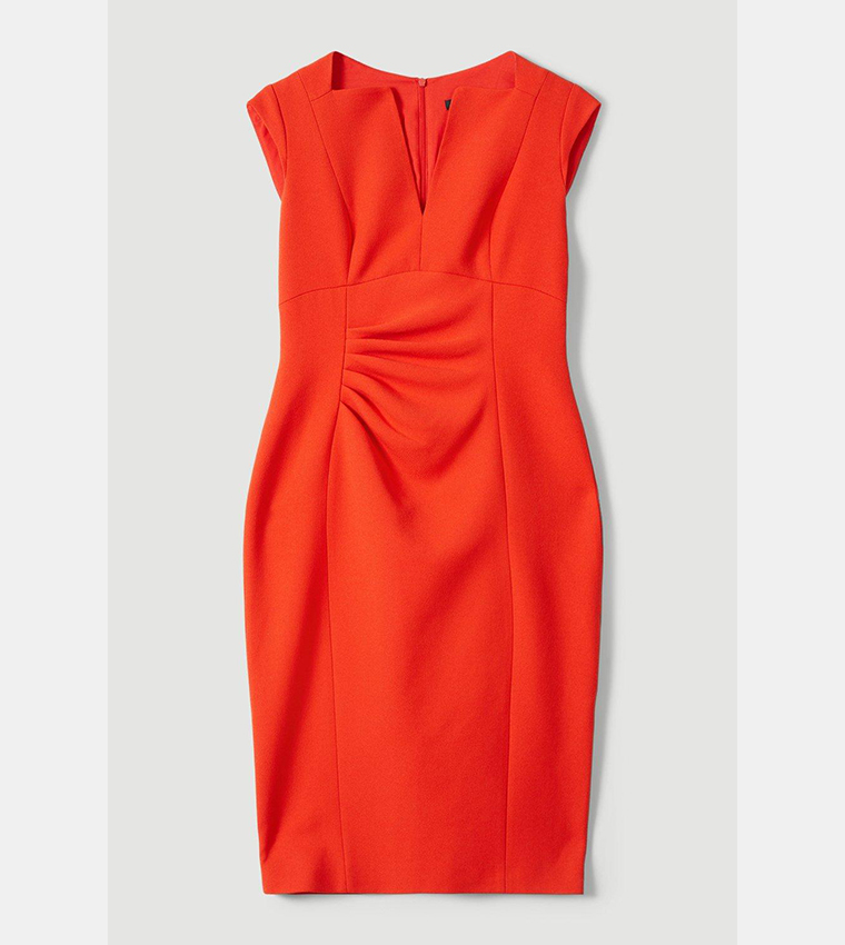 Buy Karen Millen Structured Crepe Envelope Neck Pencil Midi Dress In ...