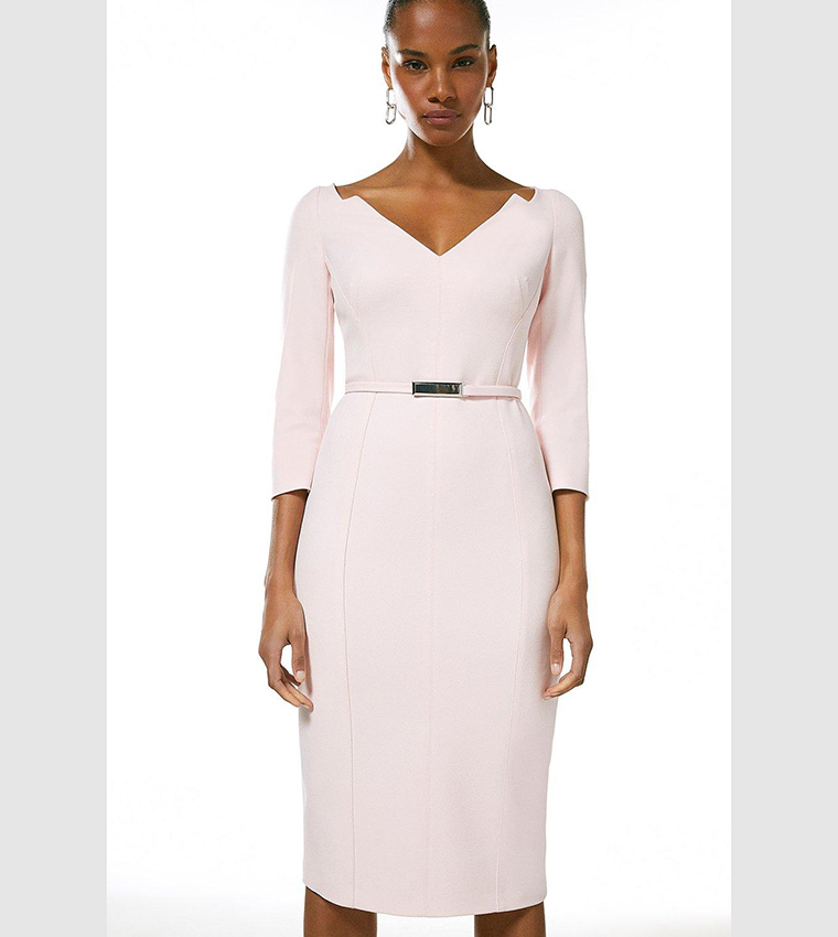 Buy Karen Millen Forever Bar Belt Midi Dress In Blush | 6thStreet Saudi ...