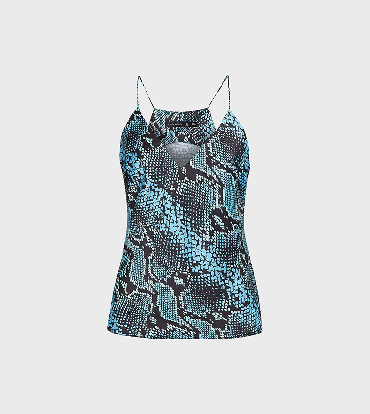 Buy Karen Millen Snake Print Strappy Cami Top In Blue | 6thStreet Saudi ...