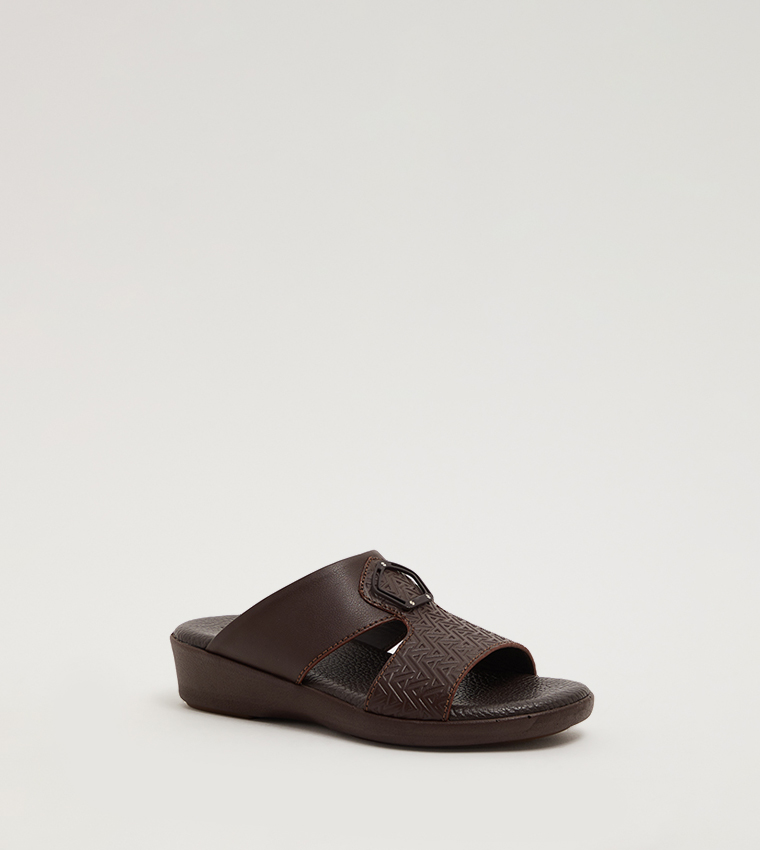 Buy Aldo Logo Embossed Comfort Traditional Sandals In Brown | 6thStreet ...