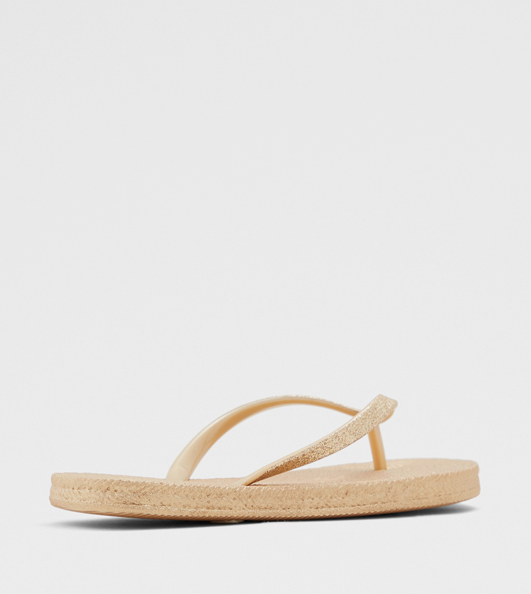 Buy Aldo ALOOMBA Textured Flip Flops In Beige | 6thStreet UAE