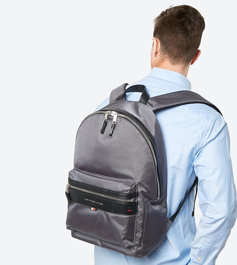 Buy Tommy Hilfiger Elevated Zip Closure Front Pocket Details Backpack ...