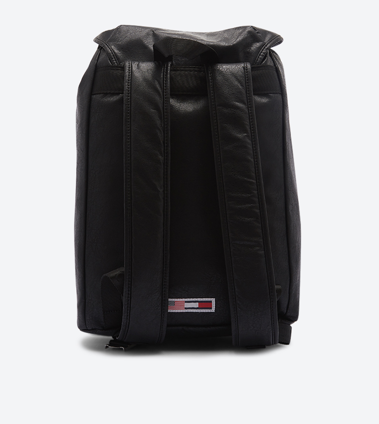 Buy Tommy Jeans Double Back Shoulder Strap Heritage Backpack Black In ...