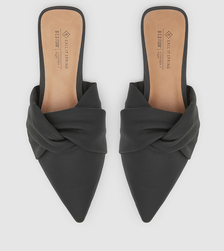 Buy Call It Spring Ambitious Slip On Flat Mules In Black | 6thStreet UAE