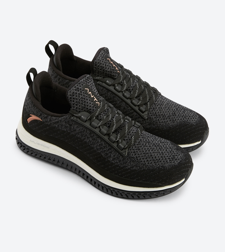 Buy Anta Lace Up Closure Rubber Sole Round Toe Running Shoe Grey In ...