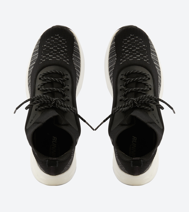 Buy Anta Lace Up Closure Rubber Sole Round Toe Sneakers Black In Black ...