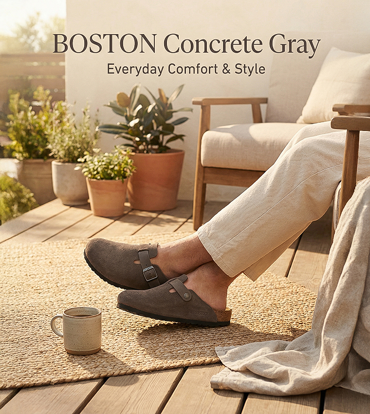 Buy Birkenstock BOSTON Concrete Gray In Grey | 6thstreet UAE