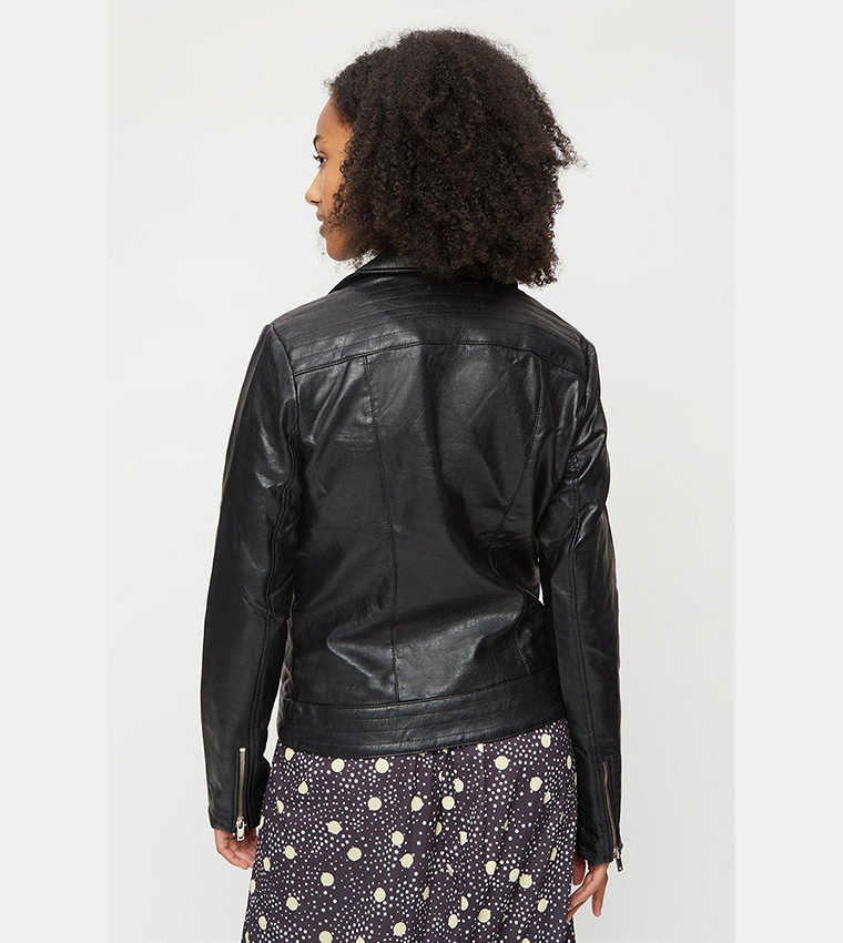 Buy Dorothy Perkins Tall Faux Leather Biker Jacket In Black | 6thStreet ...