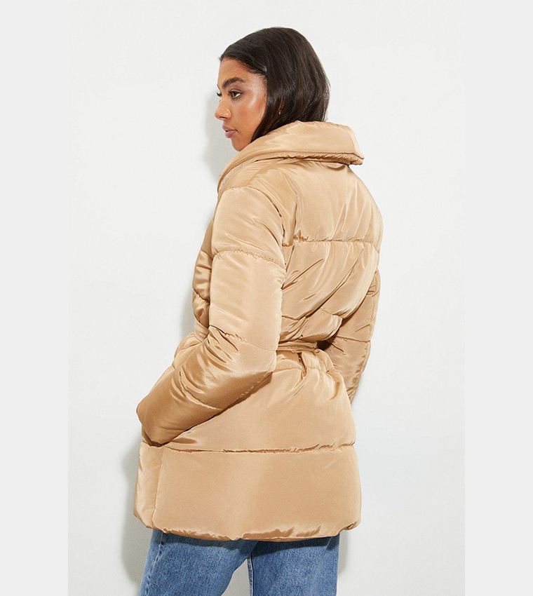 Buy Dorothy Perkins Padded Duvet Wrap Overcoat In Beige | 6thStreet ...