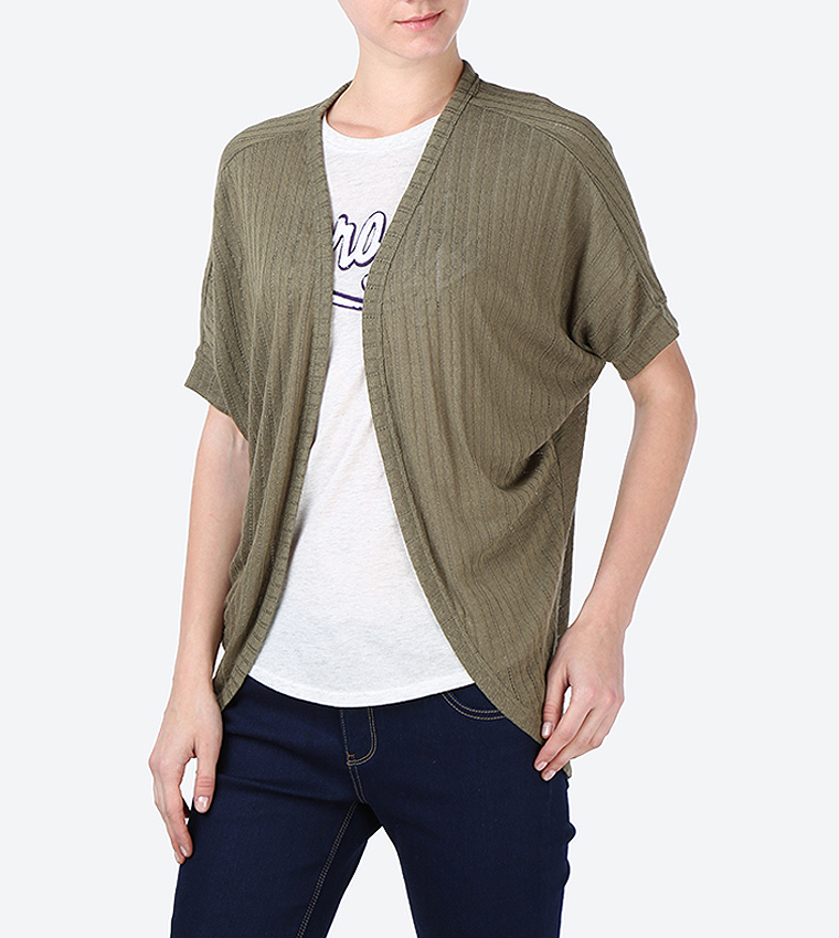 Buy Aeropostale Open Front Short Sleeve Shrug Green In Green ...