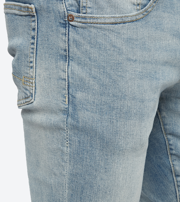 Buy Aeropostale Knee Slash Wash Effect Zip Closure Jeans Light Blue In ...