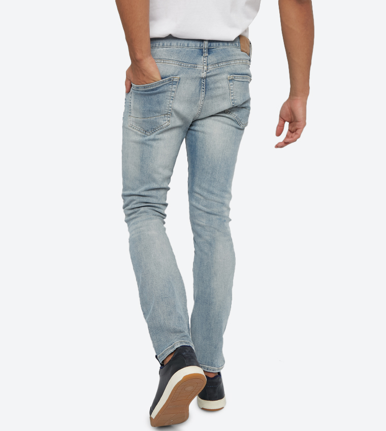 Buy Aeropostale Knee Slash Wash Effect Zip Closure Jeans Light Blue In ...